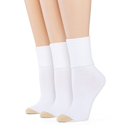 Womens Gold Toe(R) 3pk. Ultra Soft Turn-Cuff Quarter Socks