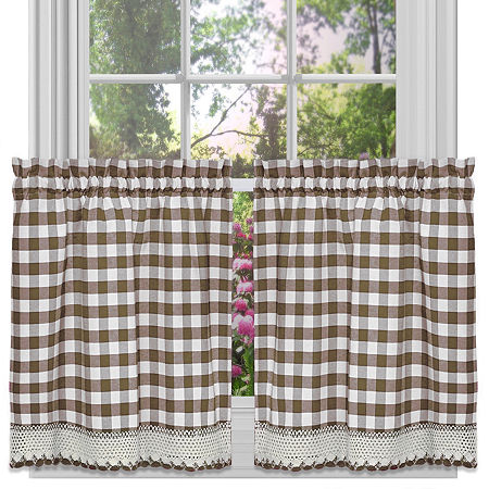 Click here for Achim Buffalo Check Window Rod Pocket Tier Pair Cu... prices