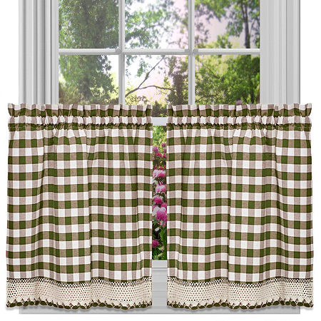 Achim Buffalo Check Window Tier Pair  58 x 36 - Sage