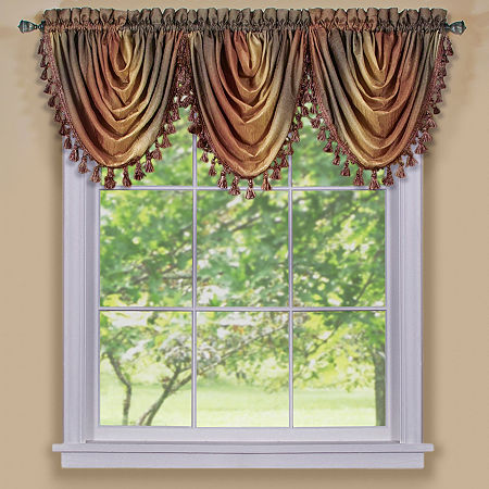 Click here for Ombre Rod Pocket Waterfall Valance  One Size  Oran... prices