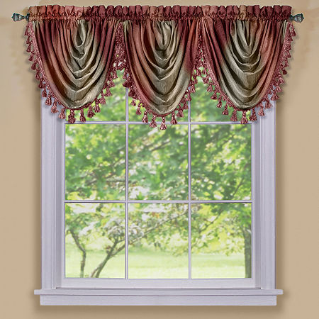 Click here for Ombre Rod Pocket Waterfall Valance  One Size  Red prices