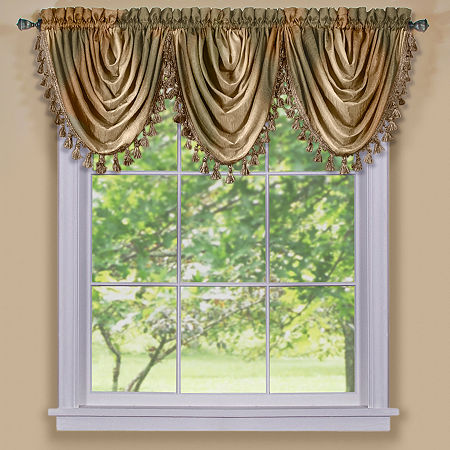 Click here for Ombre Rod Pocket Waterfall Valance  One Size  Gree... prices