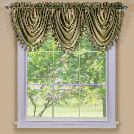 Click here for Ombre Rod Pocket Waterfall Valance  One Size  Gree... prices