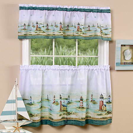 Achim Hamptons Tier & Valance Set  58 x 24 - Sand