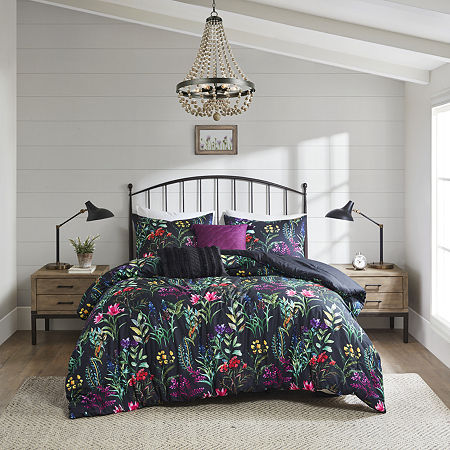 Madison Park Tasha Floral 5-Pc. Comforter Set  King/California King - Black