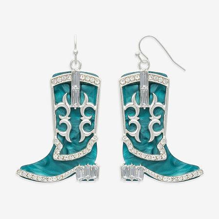 Click here for Bijoux Bar Silver Tone Boot Womens Blue Glass Drop... prices