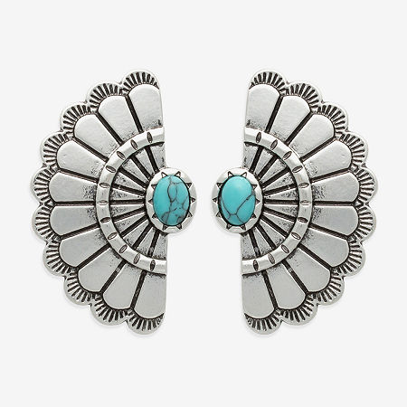 Click here for Bijoux Bar Silver Tone Blue Glass 22.5mm Stud Earr... prices