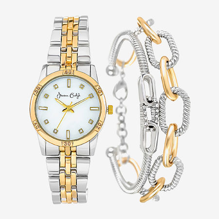 Jessica Carlyle Womens Two Tone Metal Alloy Analog Watch  33mm - Gold  Silver Tone