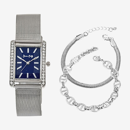 Jessica Carlyle Womens Silver Tone Metal Alloy Analog Watch  23mm - Silver Tone