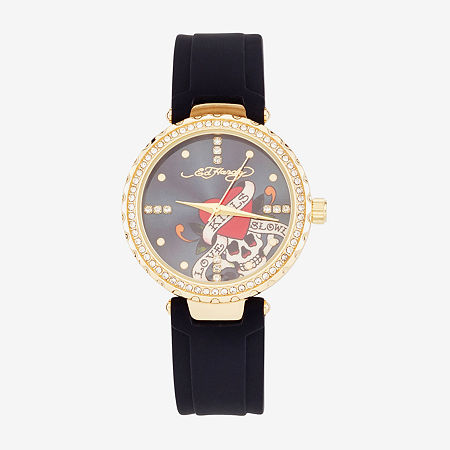 Ed Hardy Womens Quartz Matte Black Silicone Strap Analog Watch 36mm - Matte Black