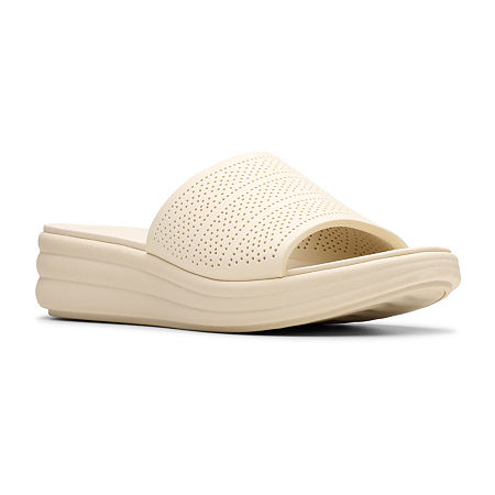 Clarks Cloudsteppers Womens Drift Twist Slip-On Flat Sandals - Cream