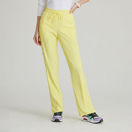Skechers Skp623 Gamma 6-Pocket Mid-Rise Tapered Leg Womens Tag Free Stretch Fabric Moisture Wicking Scrub Pant  X-small  Yellow
