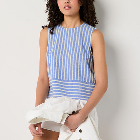 Click here for a.n.a Linen Blend Womens Crew Neck Sleeveless Shel... prices