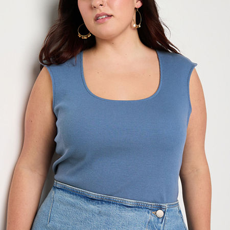Click here for a.n.a Ribbed Womens U Neck Short Sleeve Plus T-Shi... prices