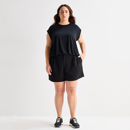 Click here for Stylus Womens High Rise Plus Pull-On Short  1x  Bl... prices