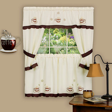 Click here for Achim Cuppa Joe Embellished Cottage Kitchen Curtai... prices