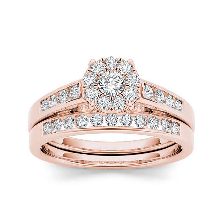 Click here for 1/2 CT.T.W. Natural Diamond 10K Rose Gold Bridal R... prices