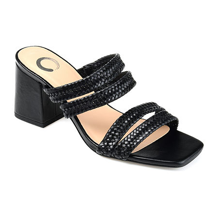 Journee Collection Womens Natia Woven Block Heel Sandals - Black