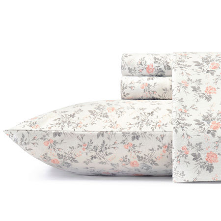Laura Ashley Cotton Flannel 4-Piece Sheet Set  Queen - Rosalie