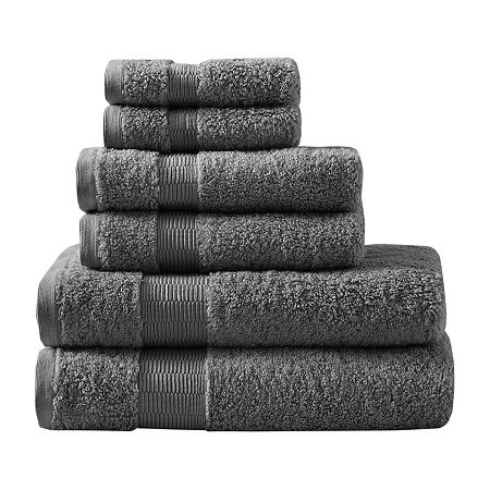 Madison Park Signature Luce Egyptian Cotton 6-Pc. Bath Towel Set - Charcoal