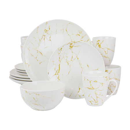Elama Fine Marble 16 Pc. Dinnerware Set  Service for 4 - White
