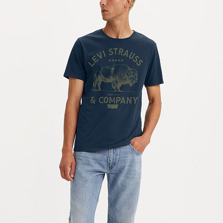 Levis Mens Classic Short Sleeve Graphic Crewneck T-Shirt - Buffalo Dress Blues