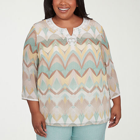 Click here for Alfred Dunner Kensington Garden Womens Split Crew... prices