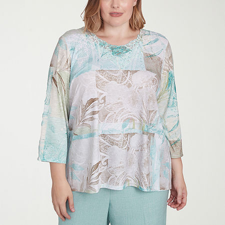 Click here for Alfred Dunner Kensington Garden Womens Plus Crew N... prices
