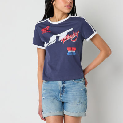 New World Juniors Honda Racing Ringer Semi Fit Tee Womens Crew Neck ...