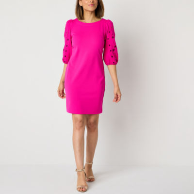 52seven Womens 3/4 Eyelet Sleeve Shift Dress, Color: Fuschia - JCPenney