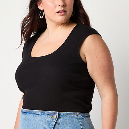 Click here for a.n.a Ribbed Womens U Neck Short Sleeve Plus T-Shi... prices