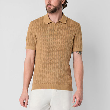 Click here for J. Ferrar Textured Mens Short Sleeve Button Polo S... prices
