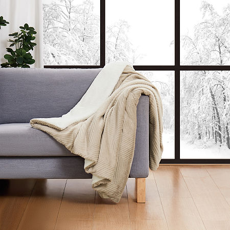 Click here for Brooklyn Loom Lush Chevron Throw  One Size  Beige prices