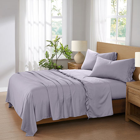 Click here for Truly Soft Solid Ruffle Sheet Set  One Size  Purpl... prices