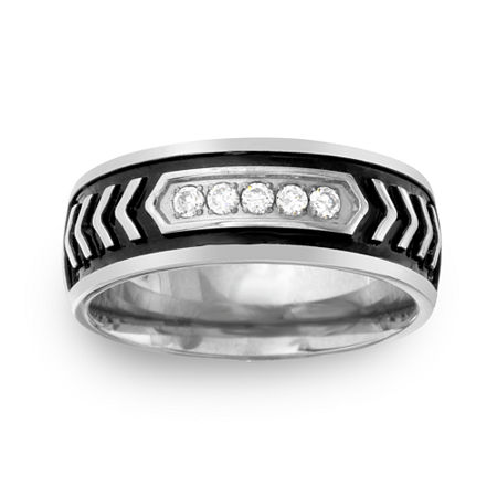 Click here for Mens 8MM 1/10 CT. T.W. Natural White Diamond Stain... prices