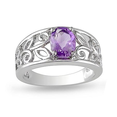 Click here for Genuine Amethyst Sterling Silver Scroll Ring  9  A... prices