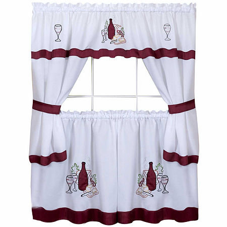 Click here for Achim Cabernet Embellished Cottage Curtain Set prices