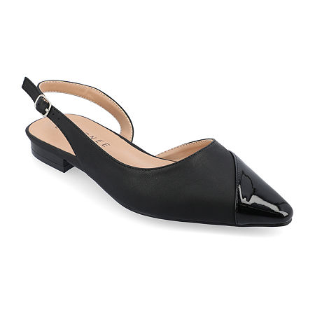 Journee Collection Womens Daphnne Slingback Pointed Cap Toe Flats - Black
