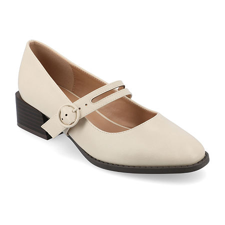 Journee Collection Savvi Womens Closed Toe Flat Heel Pumps  10 Medium  White
