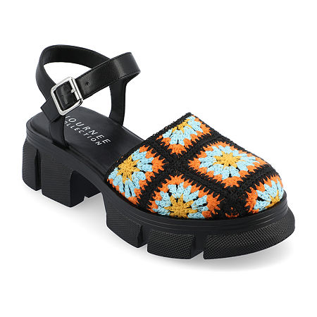 Journee Collection Womens Droit Platform Round Toe Sandals - Black