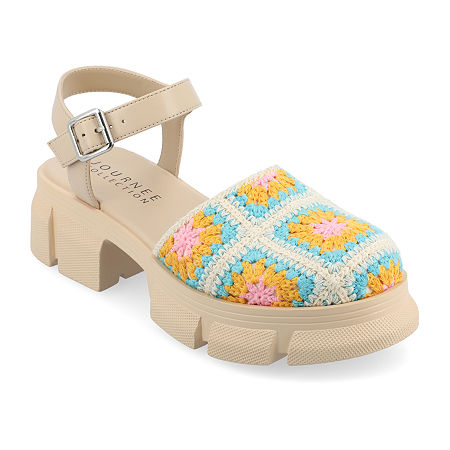 Journee Collection Womens Droit Platform Round Toe Sandals - Nude