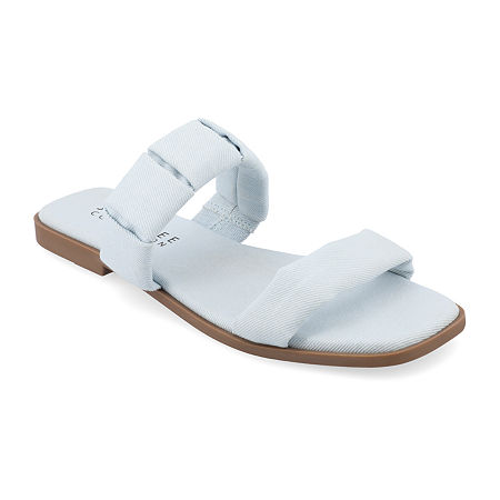 Journee Collection Womens Pegie Flat Sandals  7 Medium  Blue