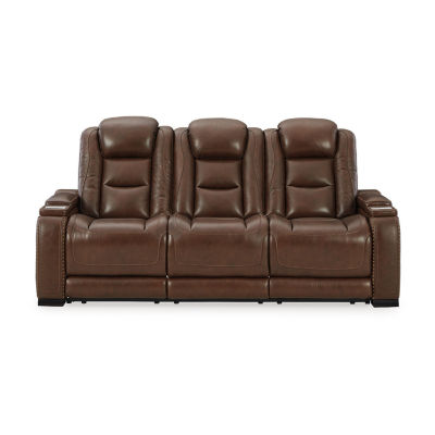 Signature Design By Ashley® The Man-Den Triple Power Leather Reclining ...