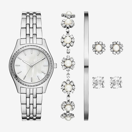 Click here for Womens Crystal Accent Silver Tone 7-pc. Watch Boxe... prices