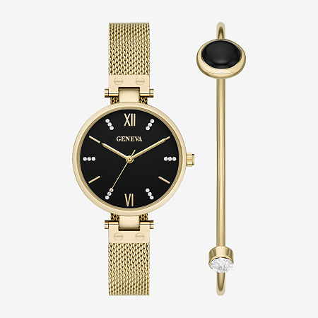 Click here for Geneva Womens Crystal Accent Gold Tone Stainless S... prices