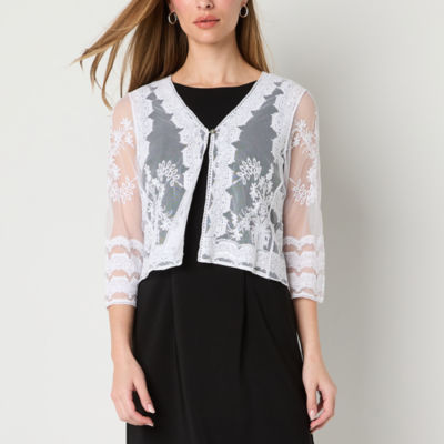 Rabbit Rabbit Rabbit Design Womens V Neck 3/4 Sleeve Shrug, Color ...