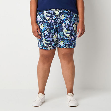 Click here for St. Johns Bay Womens 8 Mid Rise Plus Chino Short... prices