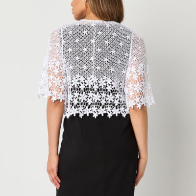 Rabbit Rabbit Rabbit Design Womens V Neck Short Sleeve Bordered Shrug ...