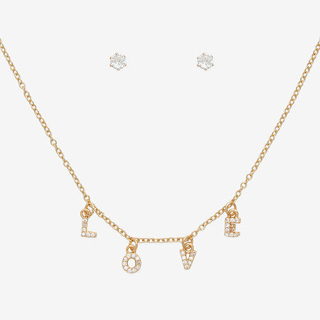 Click here for Mixit Love Charm Necklace & Stud Earring Womens Cu... prices