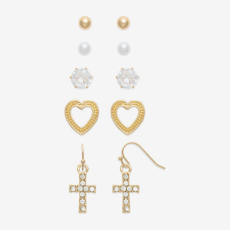Click here for Mixit Stud Womens Cubic Zirconia Cross Heart 5 Pai... prices
